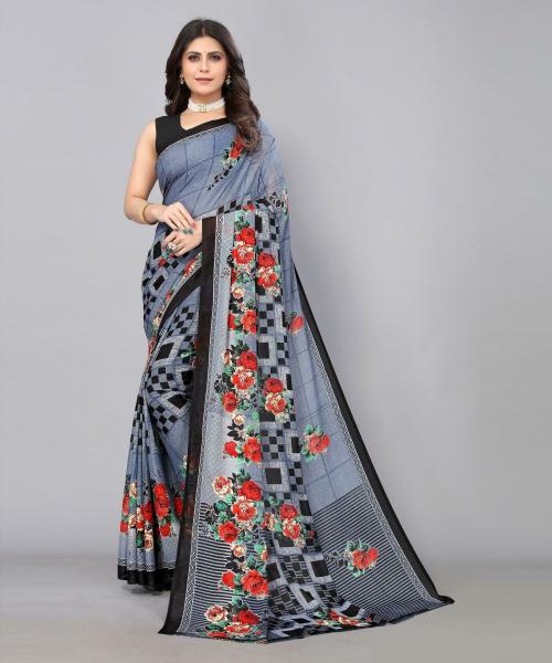 Buy PRIYASHI Women Printed Georgette Grey saree Online at Best Prices ...