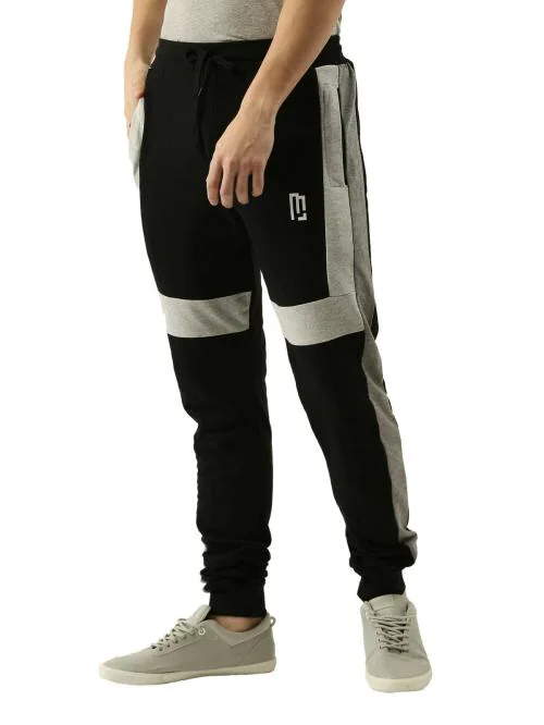 Buy Maniac Color Block Mens Black and Grey Slim Fit Cotton Track pant ...