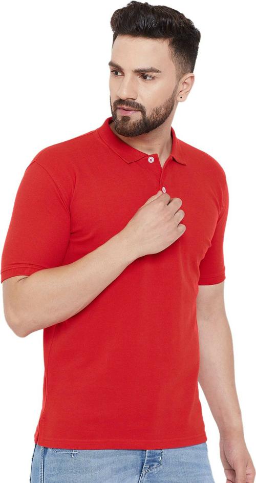 Buy Ketex Men Red Solid Polyester T-Shirt (M) Online at Best Prices in ...