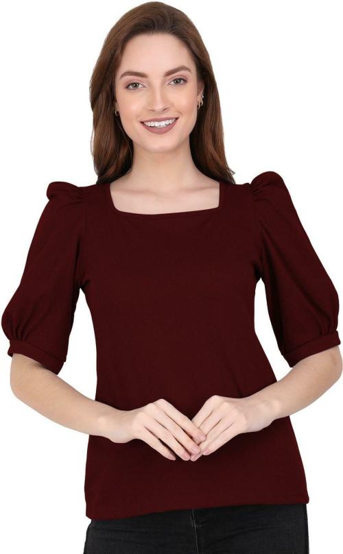 Buy THE BLAZZE_Women Cotton Blend Maroon Top_XL Online at Best Prices ...