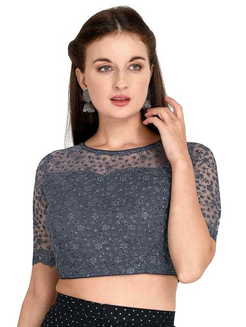 Buy Amrutam Fab Women Grey Net Blouse Online at Best Prices in India ...