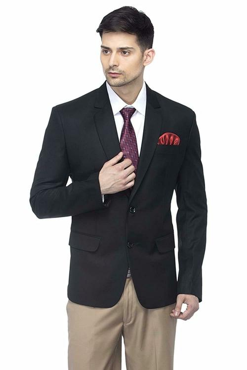 Buy Luxrio Men Black Polyester Blazer Online at Best Prices in India ...