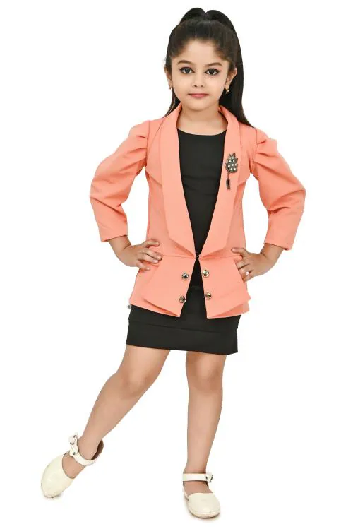 Buy Girls Below Knee Festive/Party Dress Peach(1-2 Y) Online at Best ...