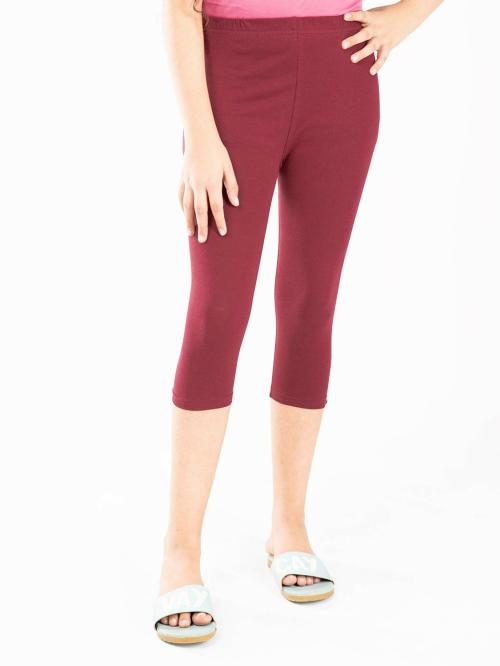 Buy Indian Flower Girls Maroon Solid Capri Online at Best Prices in ...