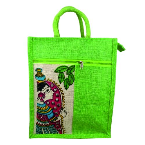 Buy Velitebags Jute Girl Print Lunch Bag ( GREEN ) Online at Best ...