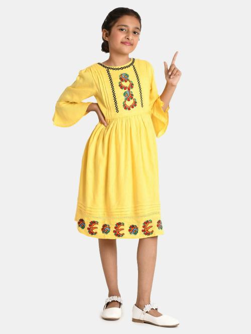 Buy Bella Moda Girls Yellow Cotton Blend Dress (8-9Y) Online at Best Prices in India - JioMart.