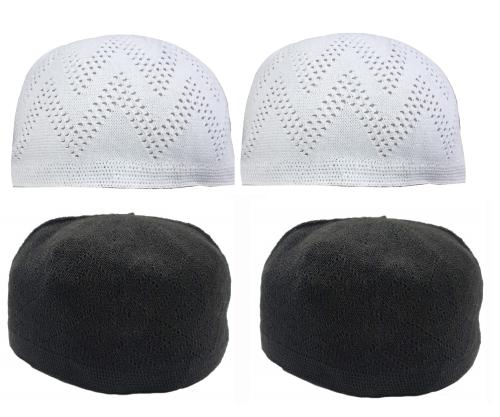 Buy ATABZ Muslims White and black pack 4 Namaz caps for men Online at ...