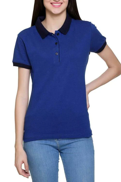 Buy Colors and Blends Women Royal Blue Solid Polos Online at Best Prices in India - JioMart.