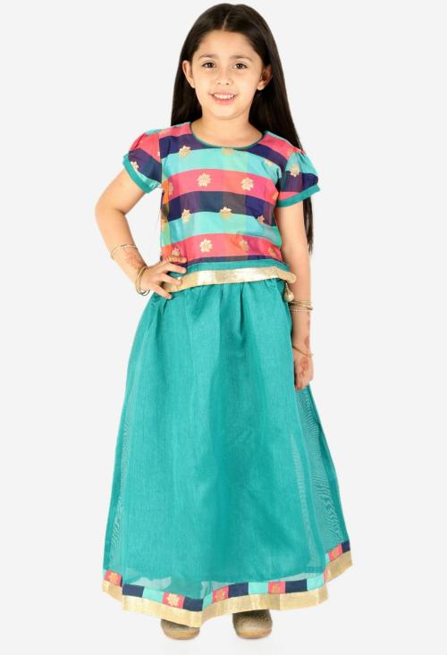 Buy KID1 Gold Weave Jacquard Pavda Pattu Online at Best Prices in India ...