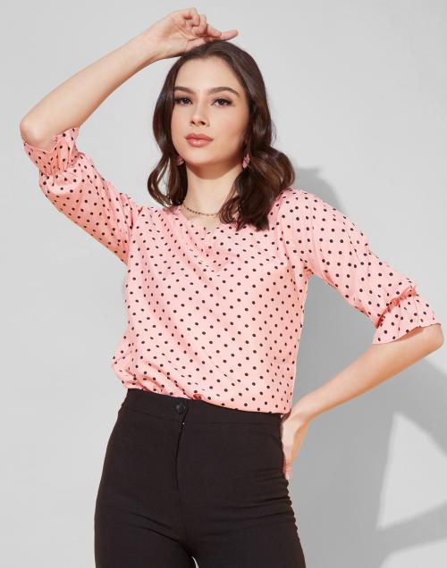 Buy SELVIA Crepe Printed Regular Fir Peach Women Top Online at Best ...