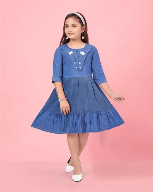 Buy Aarika Girls Blue Color Solid Frock Online at Best Prices in India ...