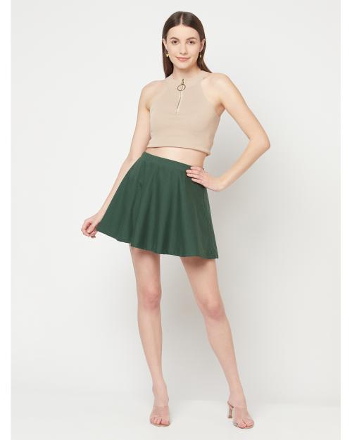 Buy Glito Solid Dark Green Mini Skirt For Women Online at Best Prices ...