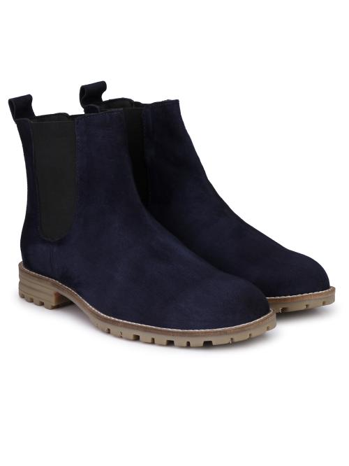 Buy Hirel's Men's Blue Suede Leather Outdoor Chelsea Boots Online at ...