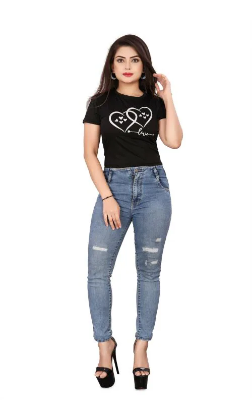 Buy NOPSE Women's Cotton Blend Crop Top T-shirt Online at Best Prices ...