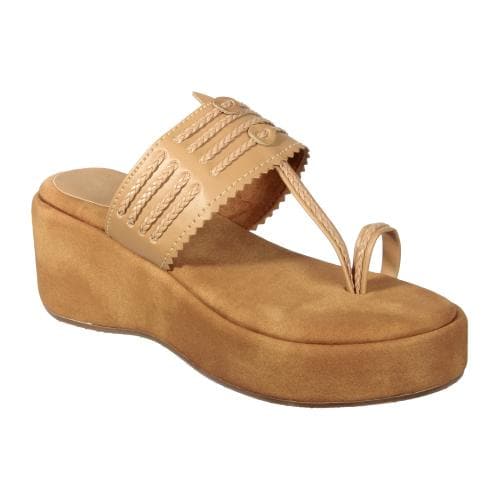 Buy Stepee Beige Casual & Fancy One Toe Ring Slip on Platform Heel ...