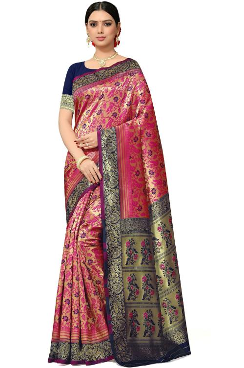 Buy Devangi Women Pink Art Silk Printed Saree Online at Best Prices in India - JioMart.