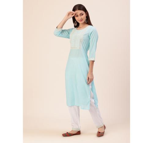 Buy Soovi Cyan Kurta with White Pajamas for Women Online at Best Prices ...