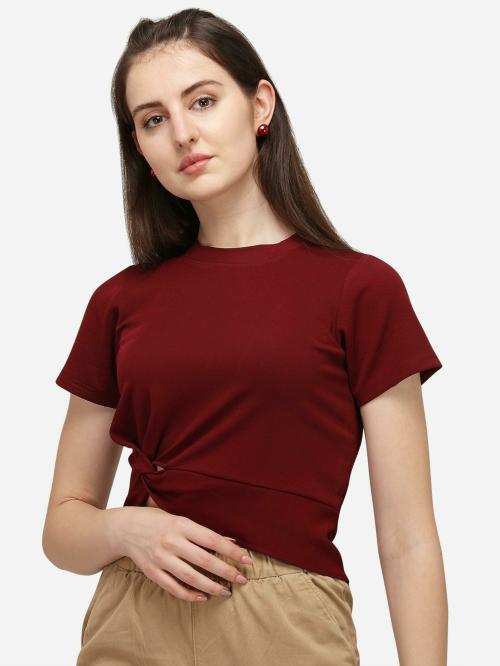Buy Women Maroon Solid Polyester Top (M) Online at Best Prices in India - JioMart.