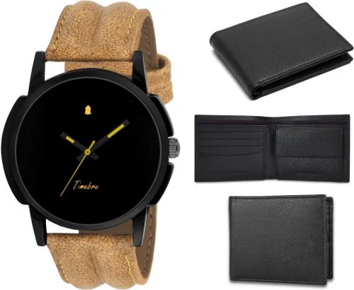 Buy HMTO Round Black And Brown Analog Watch And Wallet Combo Online at ...