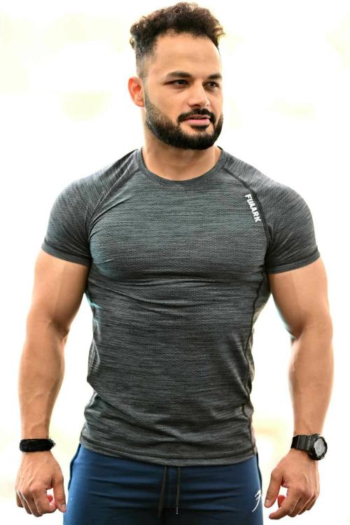 Buy Fuaark Melange Sports and Gym Tshirt Dark Grey Online at Best ...