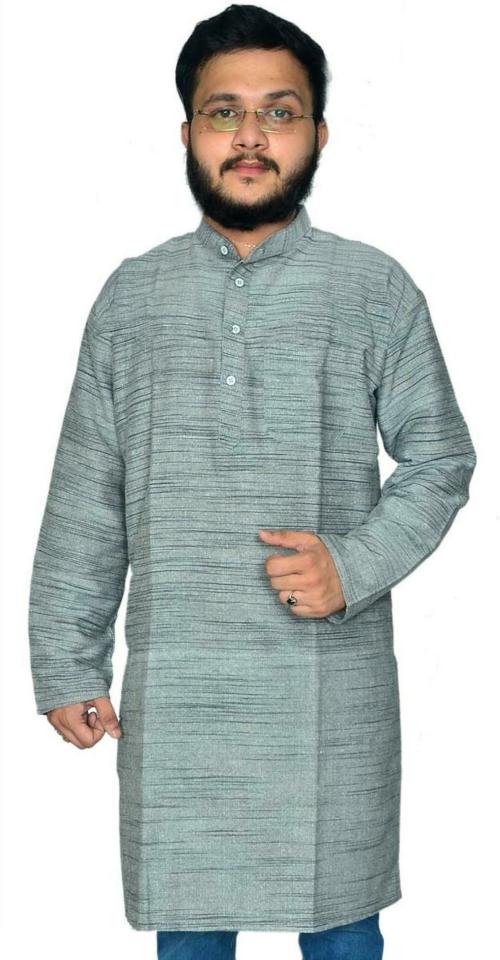Buy DESHBANDHU KHADI Men Grey Self Design Khadi Cotton Kurta (XXL ...