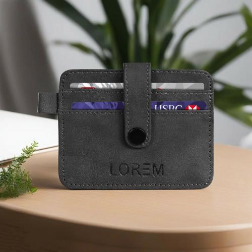 Buy LOREM Black Mini Wallet For ID, Card Holder & Currency With Push ...