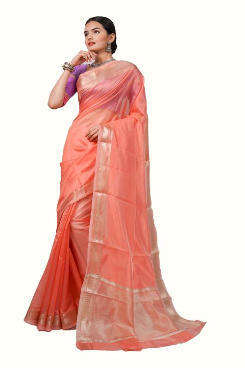 Buy INsthah Women's Bangalori Organza Saree(Gajri) Online at Best ...
