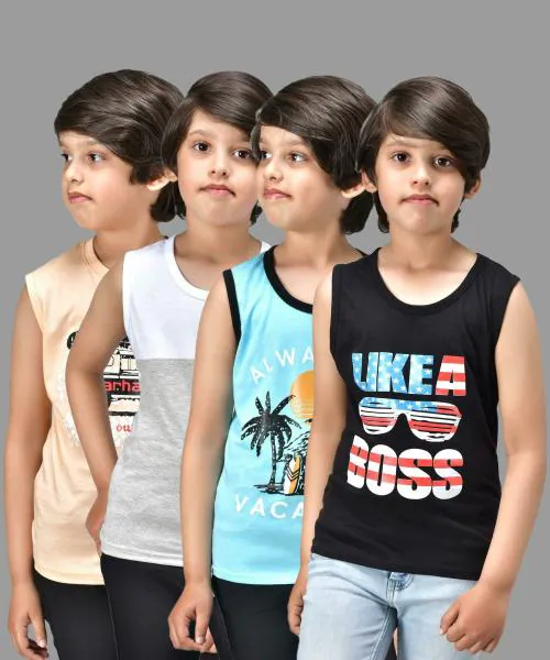 Buy Nick and Jones Boys Multicolor Printed Pure Cotton Pack of 4 Round ...