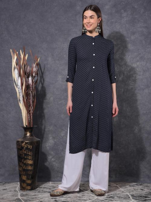 Buy Mamoose Women's NAVY Colour Kurti Online at Best Prices in India ...