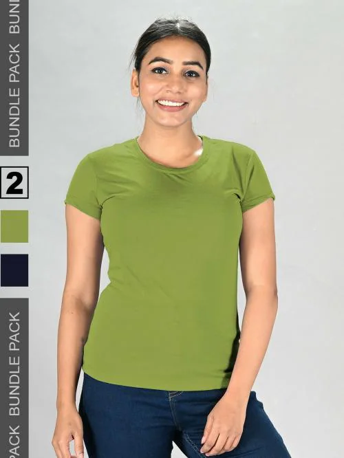 Buy Lux Nitro pack of 2 Round Neck Cotton blend-Tshirt for women(Night ...