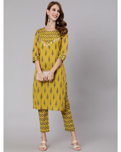 Buy Antaran Women Embroidered Kurta and Pant Set Cotton Blend Online at Best Prices in India ...