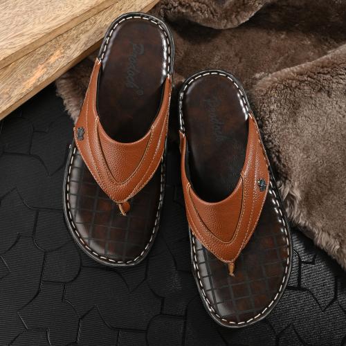 Buy Prodock Man Made Leather Slip on Slippers for Men (Tan) Online at ...