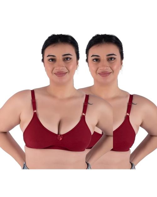 Buy MISSVALENTINE Women's Non Padded fullcoverage bra-Mansi-48D-Maroon | Pack of 2 Online at ...