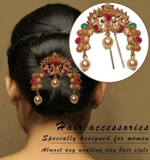 Buy Vaghbhatt Gold Metal Southern Aambada Juda Pin For Girls Online at ...