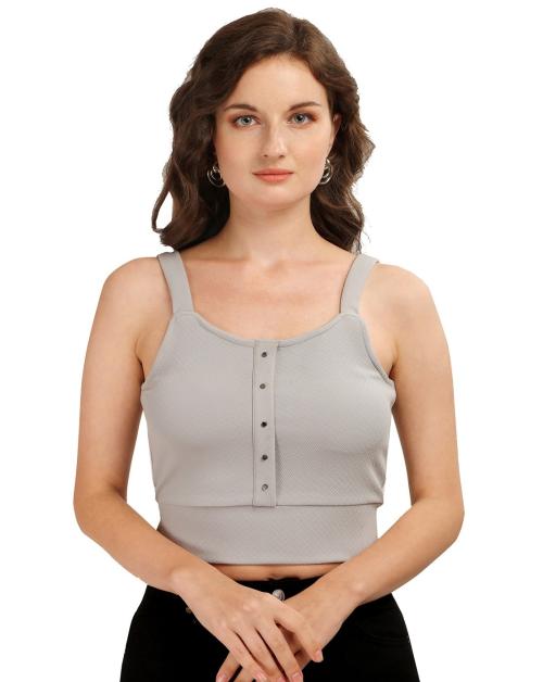 Buy Prettify Grey Off Shoulder Solild Cotton Blend Women's Top Online at Best Prices in India ...