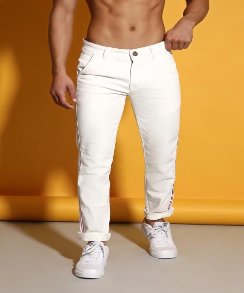 Buy PODGE Men Slim Fit Denim Mid Rise White Jeans Online at Best Prices ...
