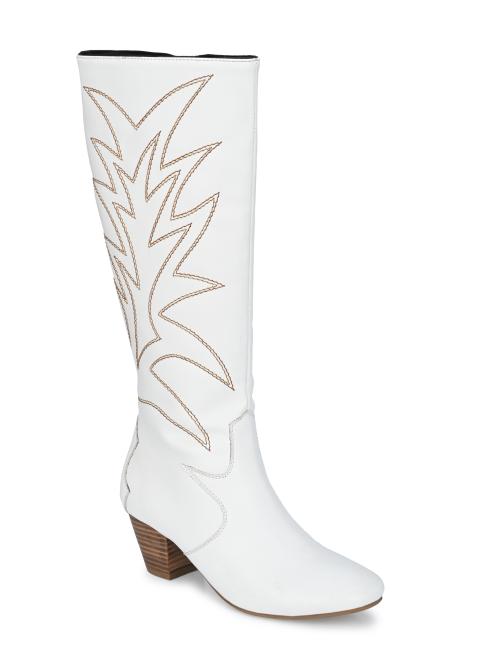 Buy Delize Womens White Cowboy Knee Boots Online at Best Prices in ...