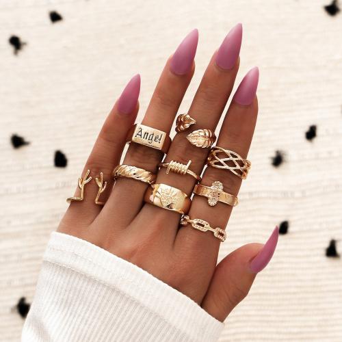 Buy ARZONAI geometric ring Baby Angel antler mesh thorn leaf joint ring ...
