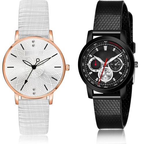 Buy TIMENTER Modern Formal Girls Watch White And Black Colour Analog Genuine Leather And Plastic ...