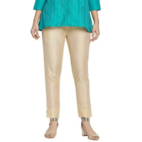 Buy GO COLORS Women Beige Solid 100% Cotton Pants Online at Best Prices ...