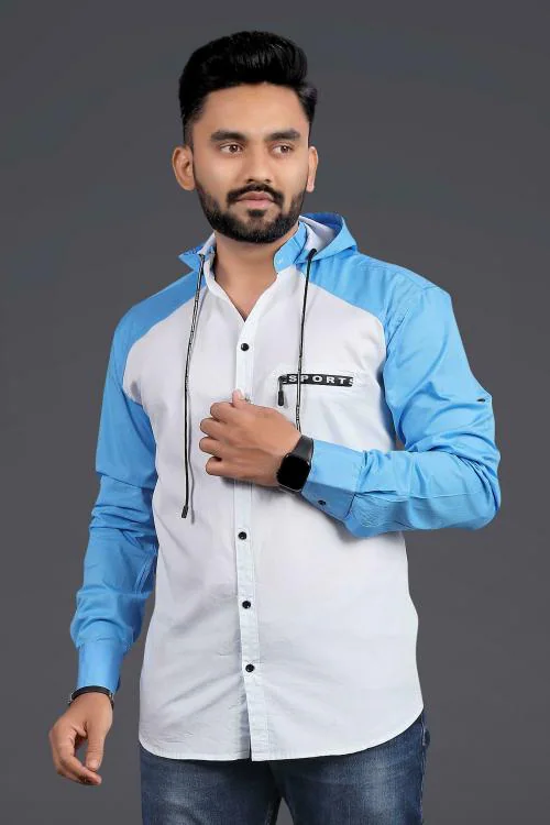 Buy SOPANI Men Self Design Party White, Blue Shirt Online at Best ...