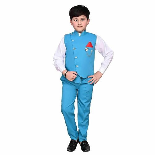 Buy KLAUD ZEE Boys Sky Blue Cotton Blend 3-Piece Suit Set Online at Best Prices in India - JioMart.