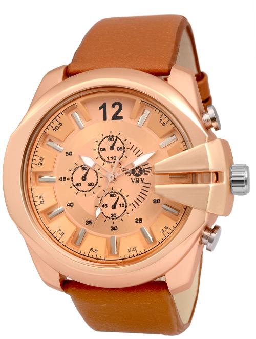 Buy V&Y Designer Copper Dial With Brown Leather Strap Analogue Watch ...