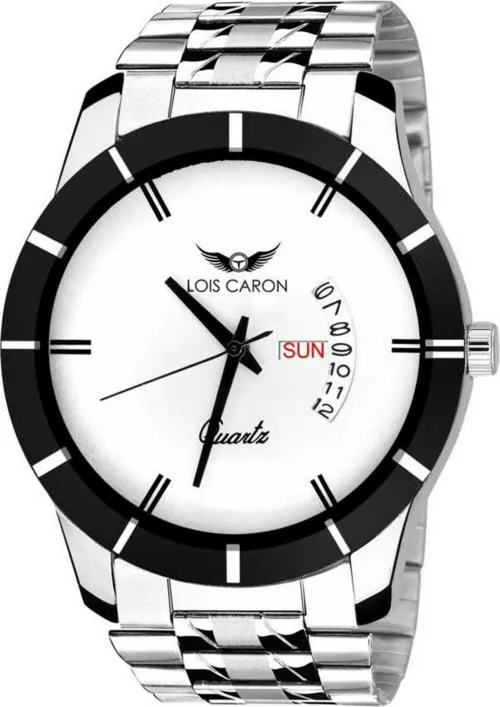 Buy LOIS CARON LCS-8074 WHITE DIAL DAY & DATE FUNCTIONING Analog Watch ...