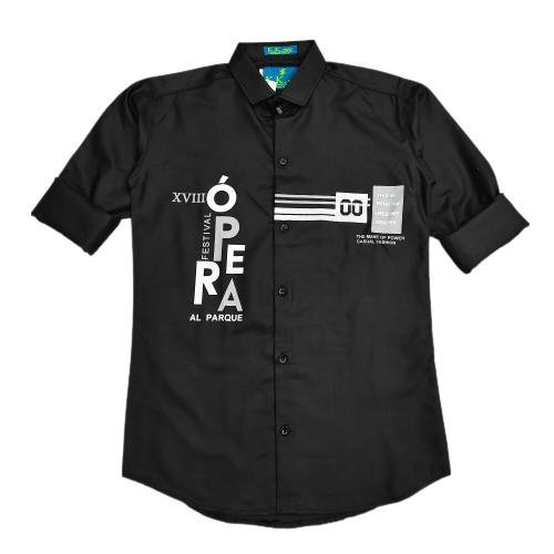Buy MAMERU Boys Black Printed Cotton Blend Full Sleeve Casual Shirt ...
