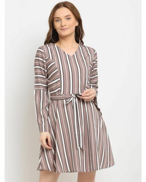 Buy La Zoire Belted Princess Panel Stripe Dress Online at Best Prices ...