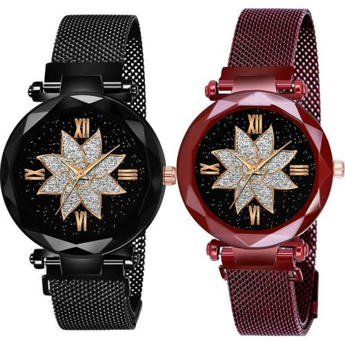 Buy DAINTY mesh strap magnet Combo Multi Color Dial Analog Multicolor ...