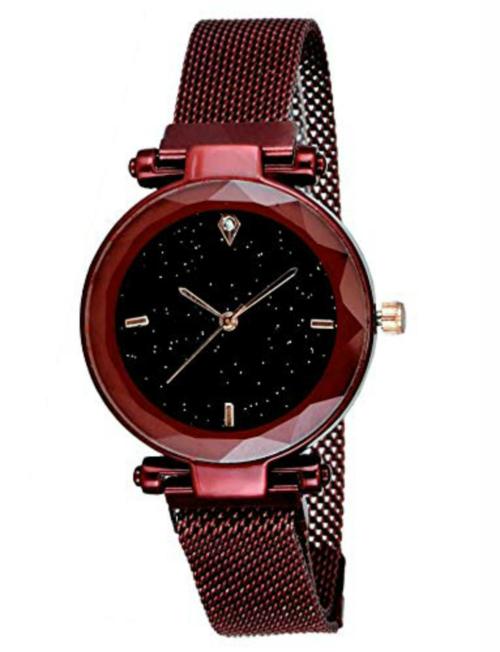 Buy Acnos Analog Black Dial Red Strap Watch For Women - (P-210) Online ...