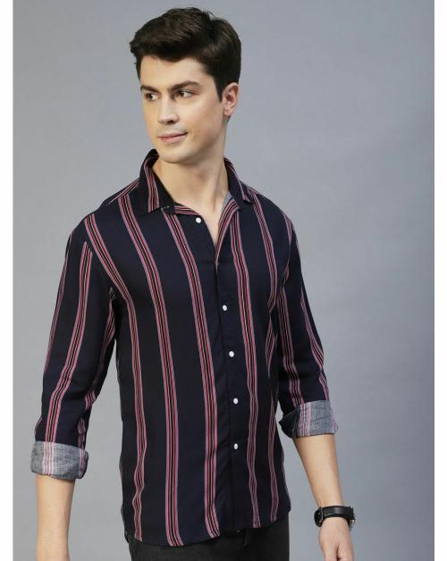 Buy Rigo Men Navy Blue Vertical Stripes Full Sleeves Shirt Online at Best Prices in India - JioMart.