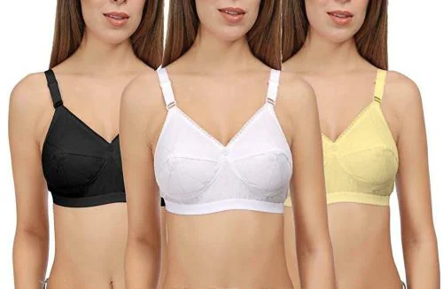 Buy Eve's Beauty Women Multicolor 42B Cotton Pack of 3 Full Coverage Bra (42B) Online at Best ...
